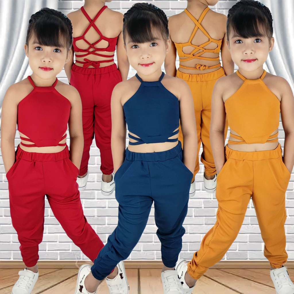 VALEN FIT 3-5 YEARS OLD KIDS TERNO CRISSCROSS CROPTOP AND JOGGER PANTS ...