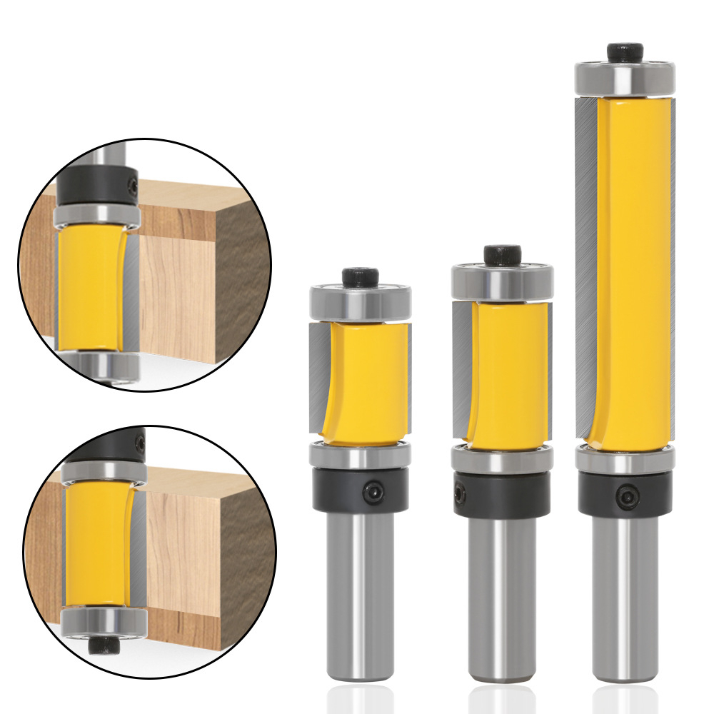 Flush Trim Router Bits Set 1/2 Inch Shank top and bottom bearings ...