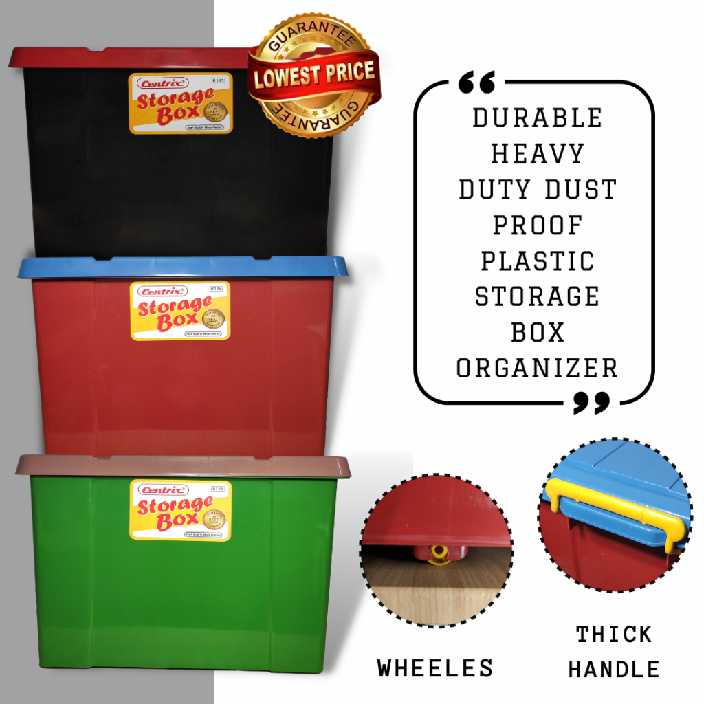 Multipurpose BIG Heavy Duty Storage Box Organizer w/ Wheel Plastic Box ...