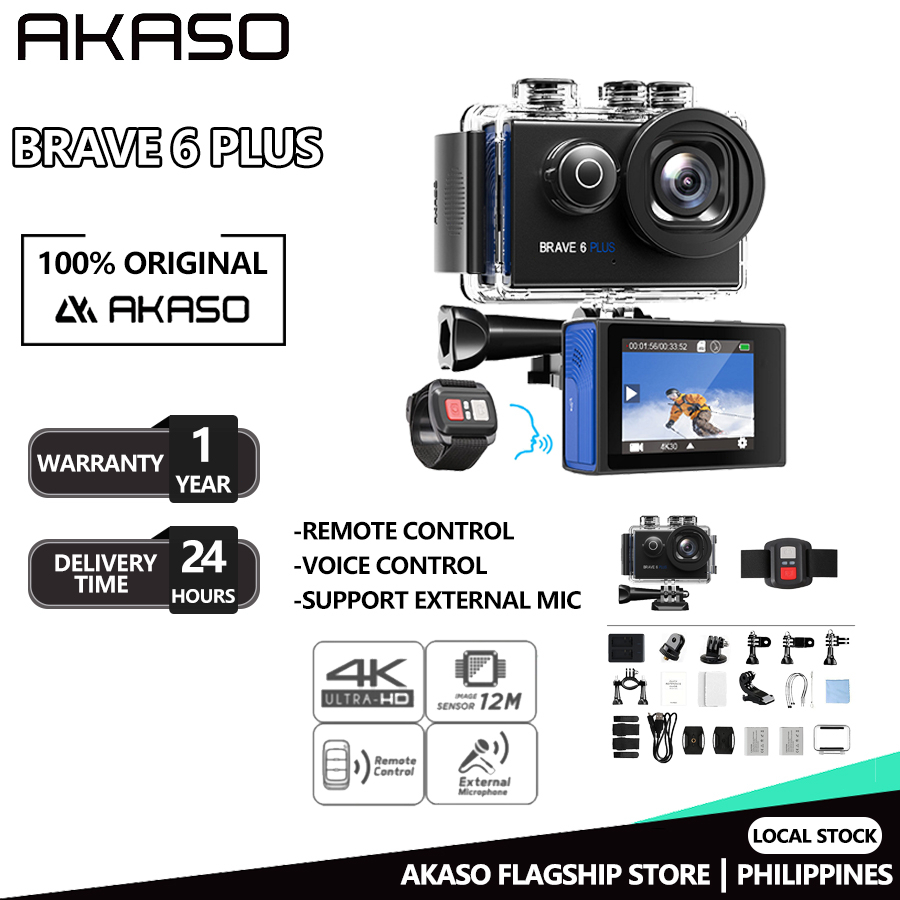 Akaso Brave 6 Plus 4K30Fps Action Camera Eis 8X Zoom Voice Remote ...