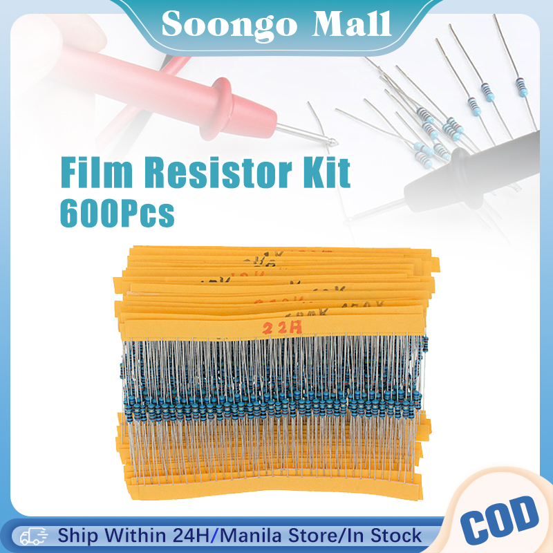 30 Kind Each 20pcs Metal Film Resistor Assorted Kit 1% 1/4W Resistance ...
