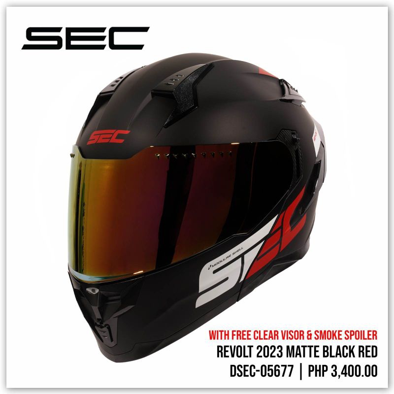 SEC Revolt v3 Modular Dual Visor Helmet with Free Clear Visor & Smoke ...