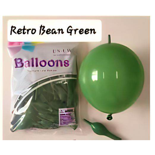 (10 inch) RETRO BEAN GREEN Link /Chain Balloons (10 pcs per pack ...