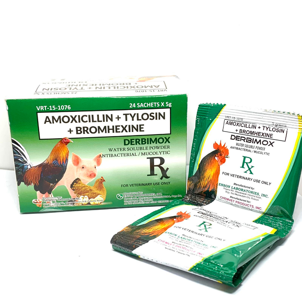 [FCR AGRIVET] DERBIMOX 5g Water Solution Powder Antibacterial Mucolytic ...