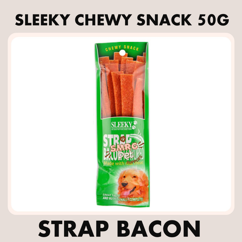 Sleeky Chewy Snack Strap Stick Dog Treats 50g Bacon Beef Beef & Cheese ...
