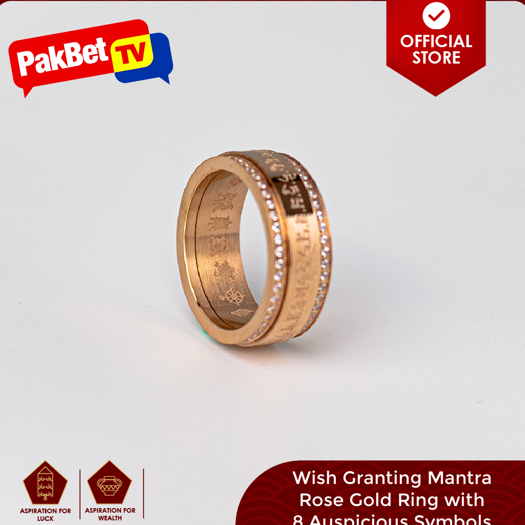 Wish Granting Mantra Rose Gold Ring with 8 Auspicious Symbols | Feng Shui by PakBet TV | Shopee ...