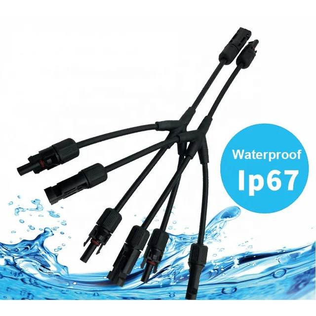 Y4 MC4 Connector Pair - Solar Connectors Y Branch 1 Male to 3 Female Prewired Cable. Waterproof ...