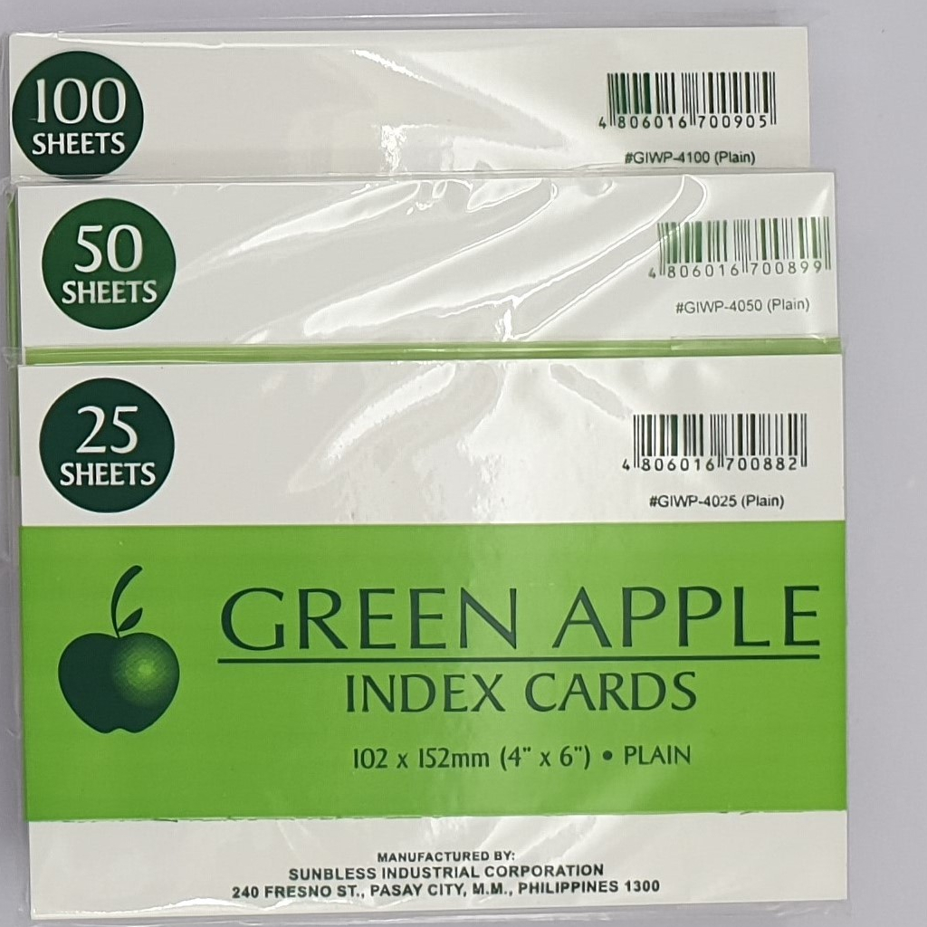 Green Apple Index Card (Plain White) (4 x 6) | Shopee Philippines