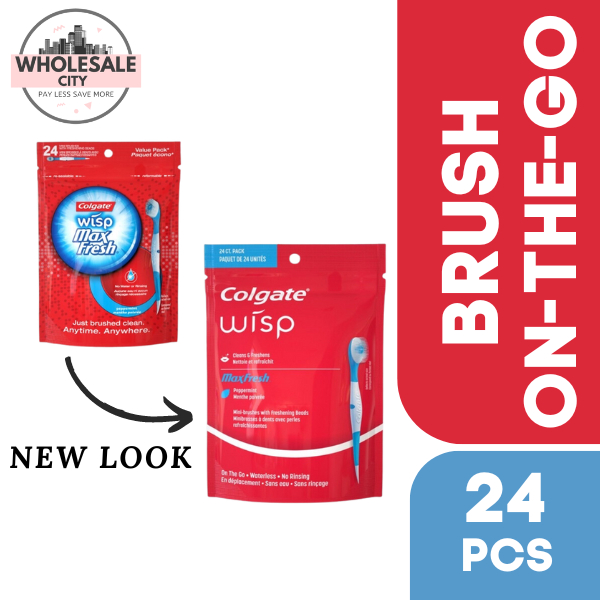 Colgate Max Fresh Wisp Disposable Mini Toothbrush, Peppermint - 24 ...