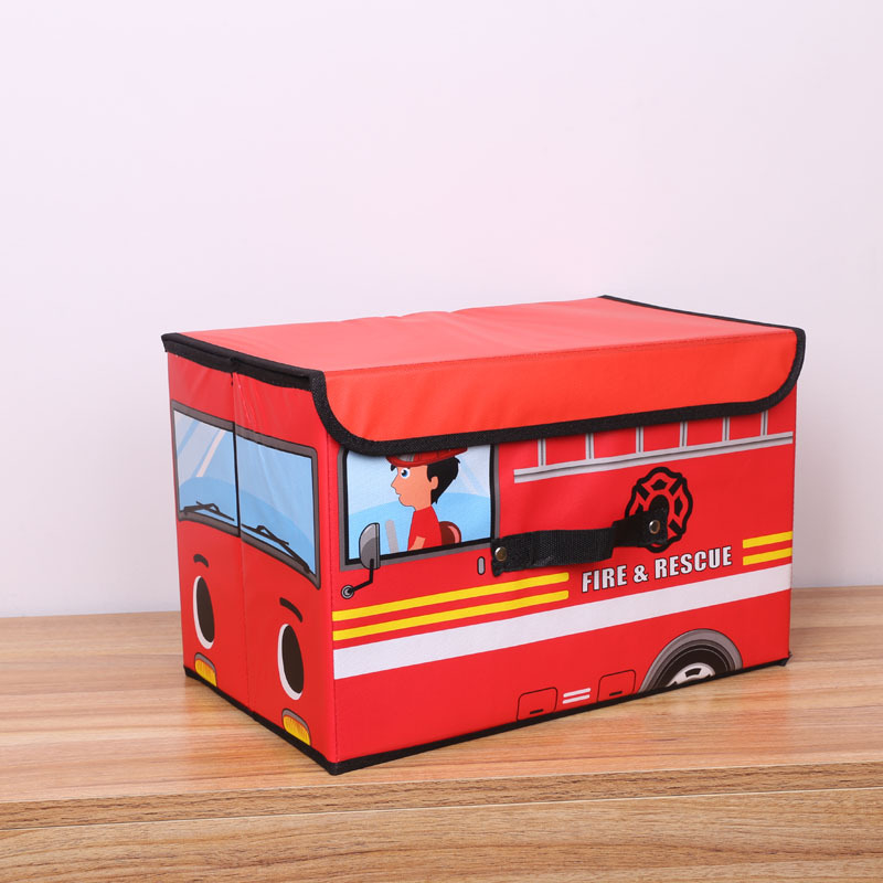 School Bus Storage Box Organizer With Lid Collapsible Foldable Cartoon ...