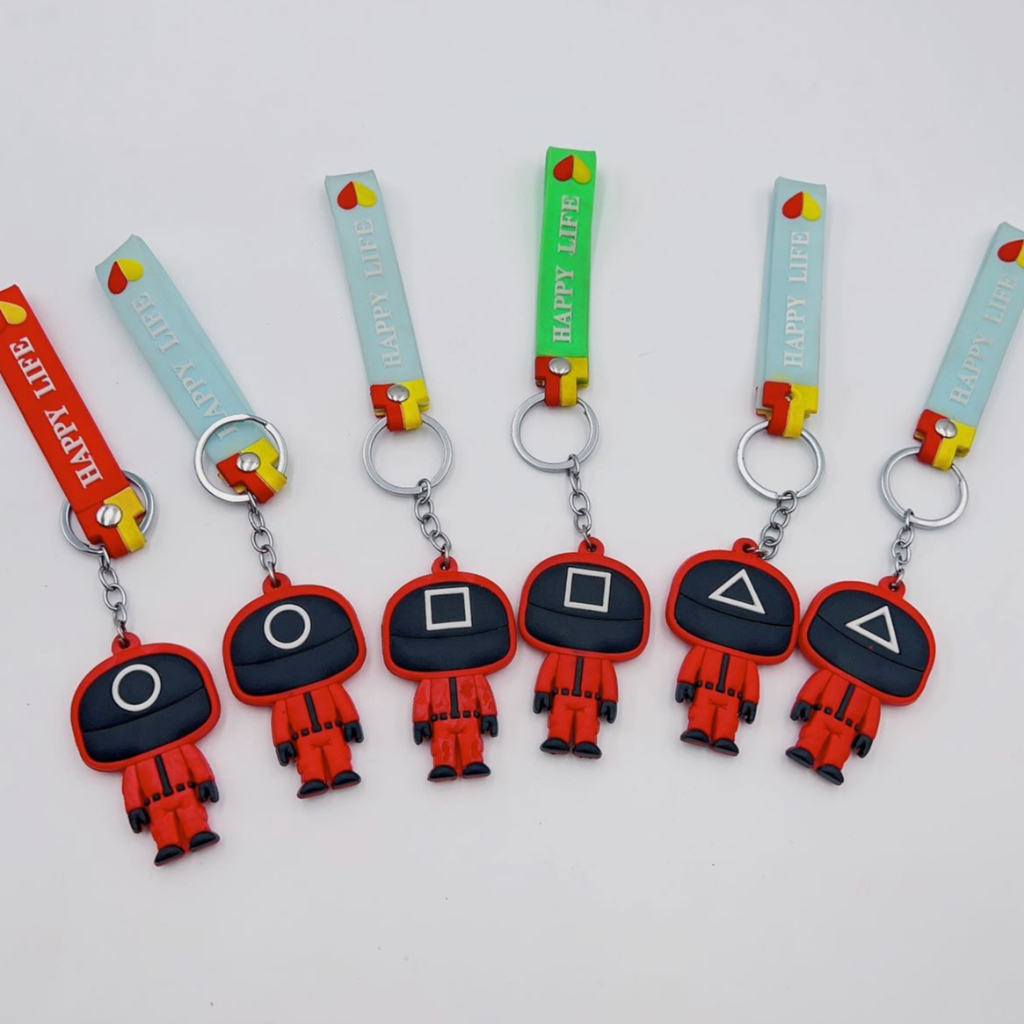 Squid game keychain cute keychain with silicone rope | Shopee Philippines