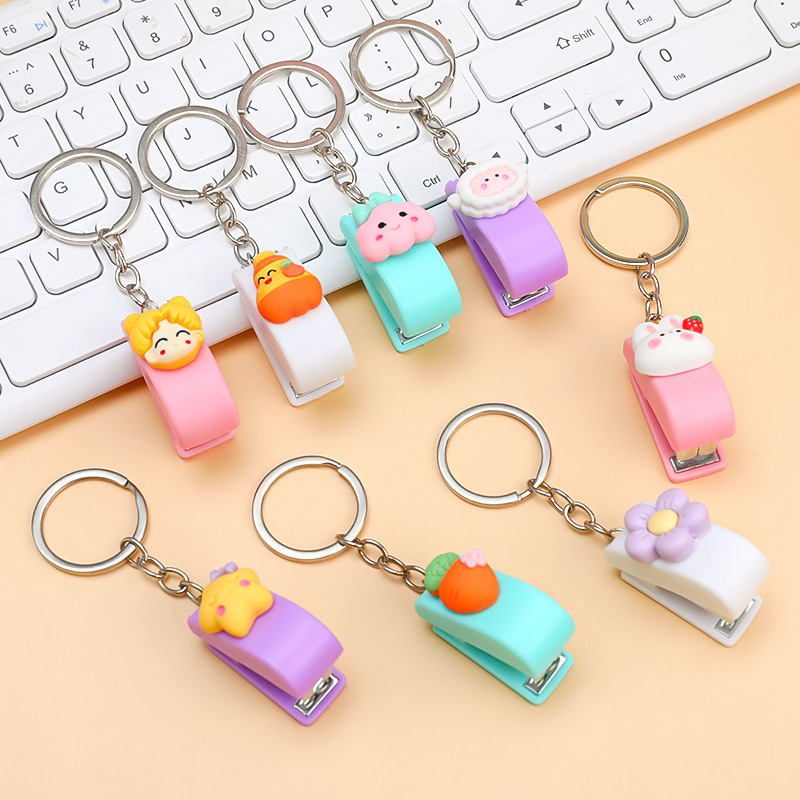 Cartoon Mini Portable Stapler With Keychain School Stationery Supplies ...