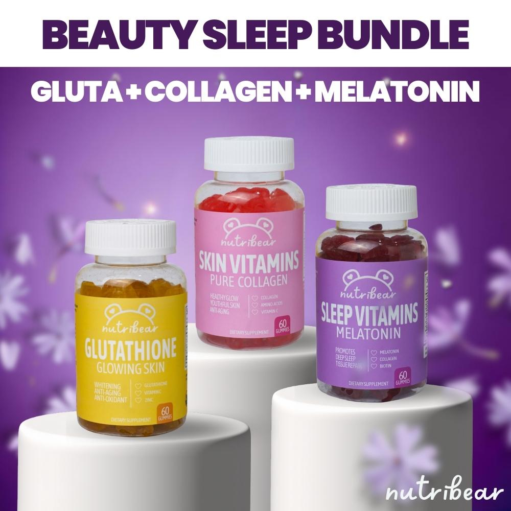 NutriBear Beauty, Wellness, and Restful Sleep 3-for-1 Gummy Bundle: Glutathione, Collagen ...