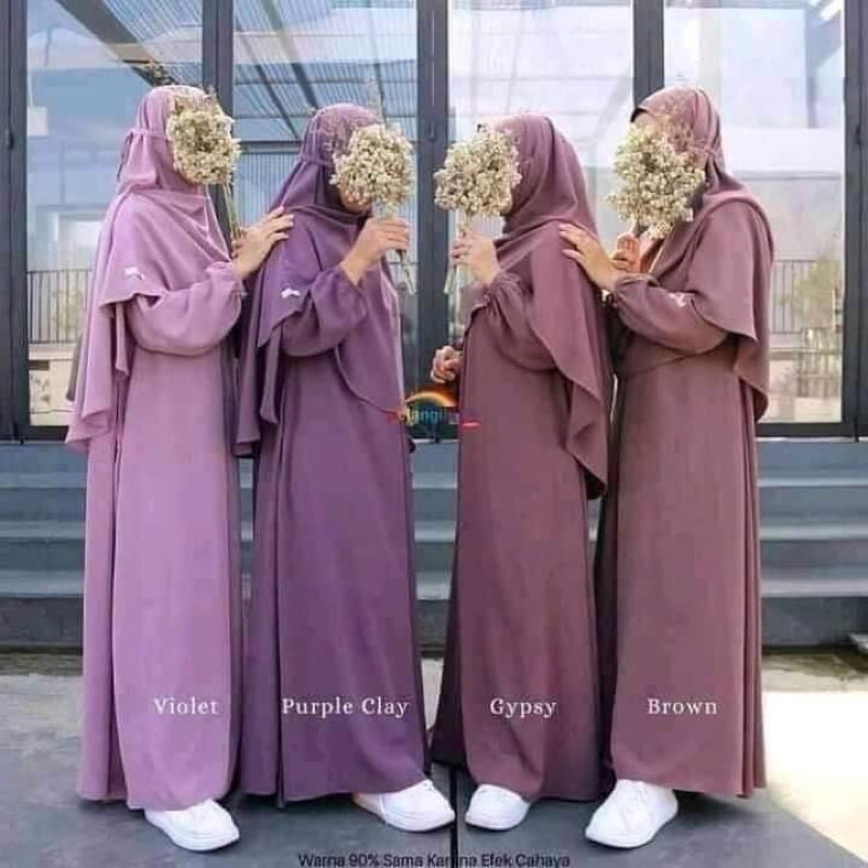 JILBAB DRESS WITH HIJAB WITH REMOVABLE BELT CRINKLE FABRIC | Shopee ...