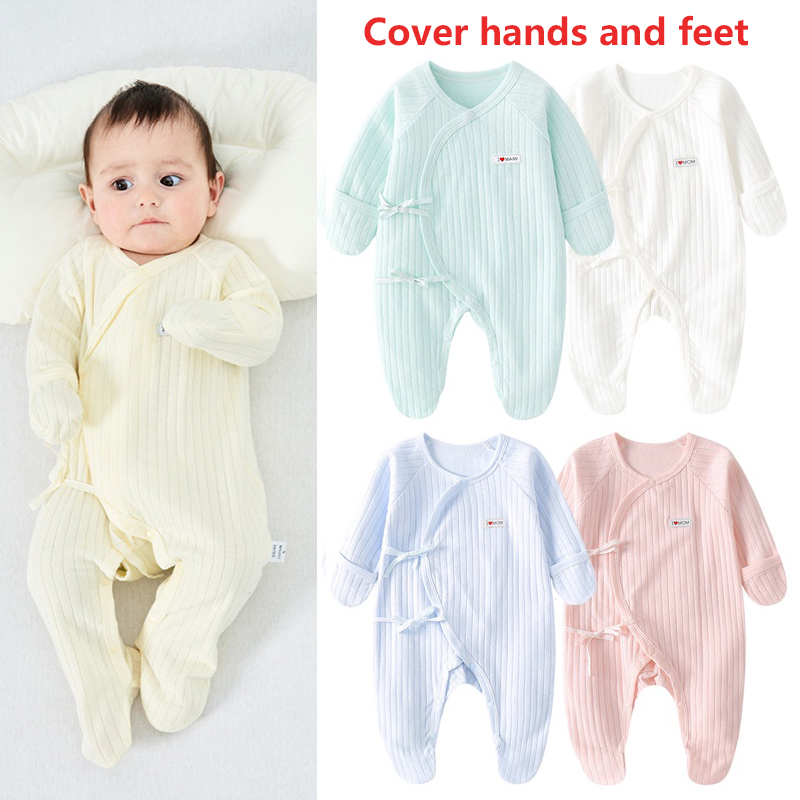 Newborn Baby Clothes Infant Soft Cotton Romper Anti-scratching Foot-Cover Play Sleepsuit ...