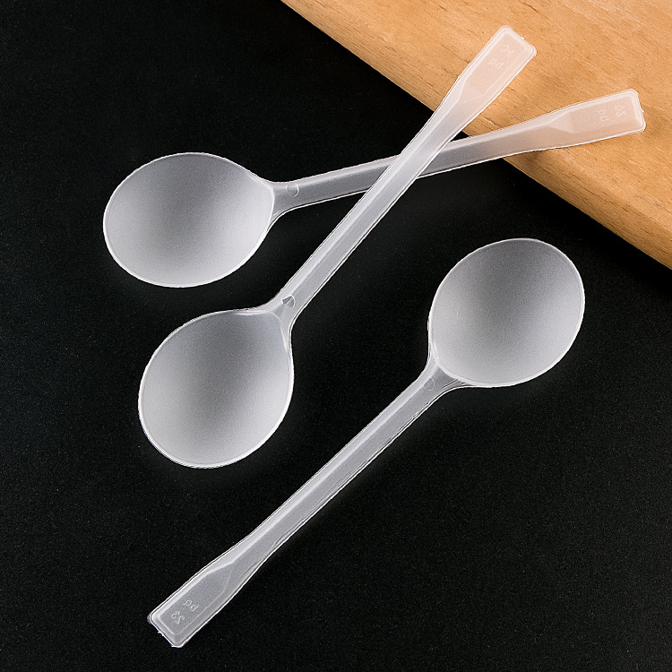 100pcs/Clear/ black spoon Disposable Individually Wrapped Yogurt Fast ...