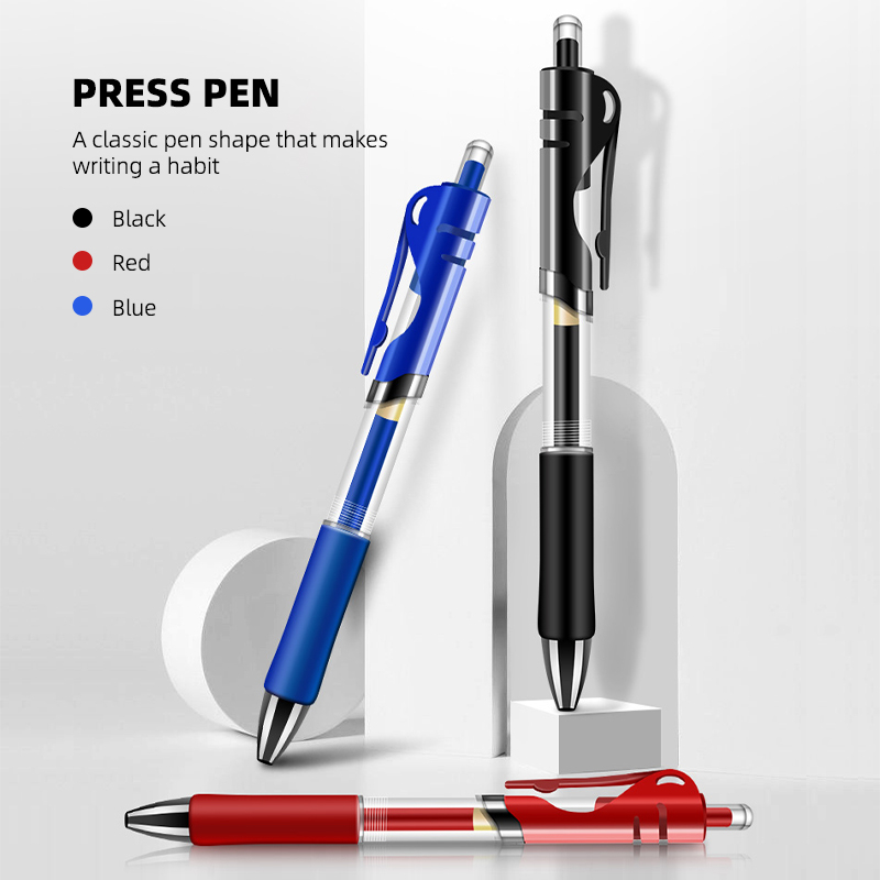 Gel Pen 0.5mm Push Neutral Black Red Blue Pens Bullet Head Pen Refills ...