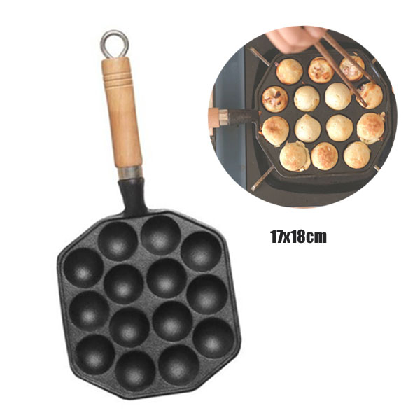 Home Pancake Baking14 Holes Takoyaki Pan Nonstick Cast Iron Octopus ...