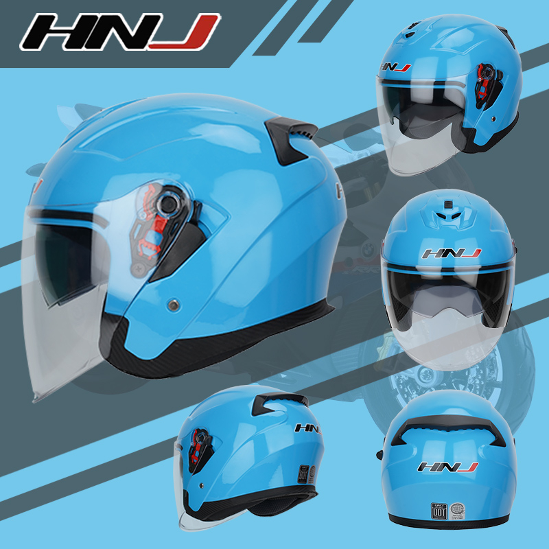 HNJ A4-006 Men's motorcycle half face helmet for women dual visor ...