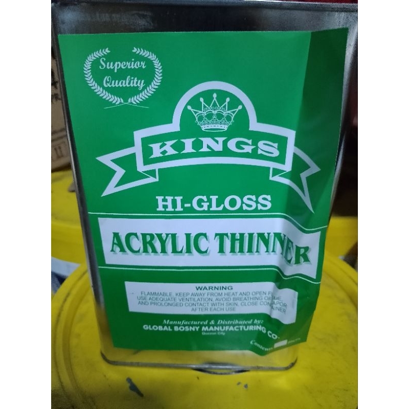 KINGS HI GLOSS ACRYLIC THINNER HI-GLOSS ACRYLIC THINNER ORDINARY PACKAGING OR LITOGRAPH 1GALLON ...