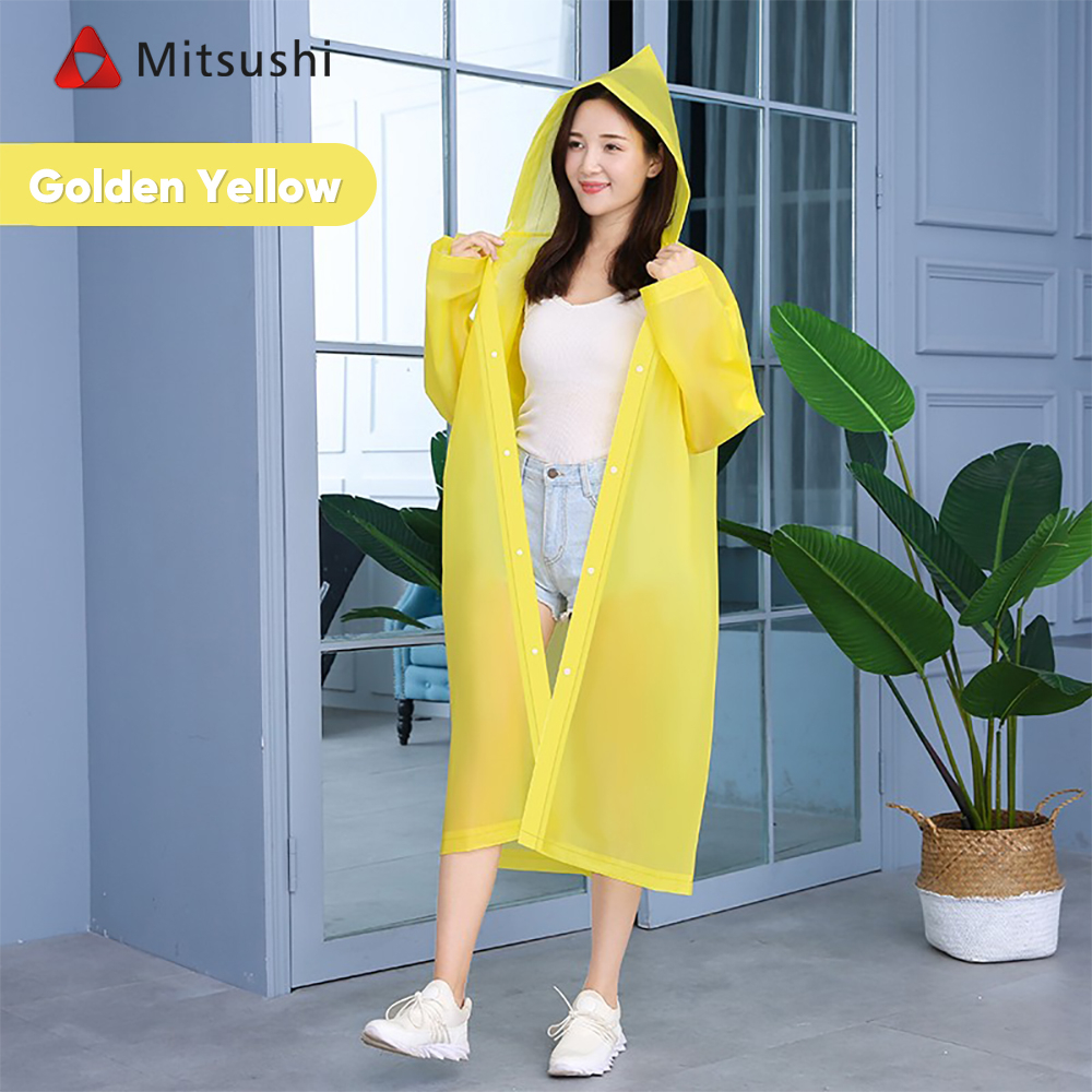 Mitsushi Reusable Raincoat EVA Pocket Rain Coat Adults Emergency Travel ...
