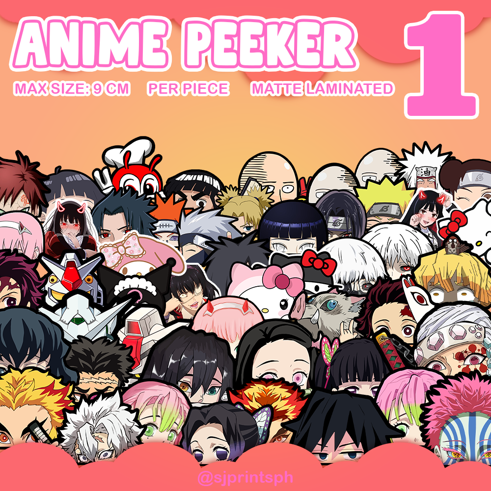 [PART 1] Anime Peeking Stickers| Waterproof laminated vinyl | Aquaflask ...