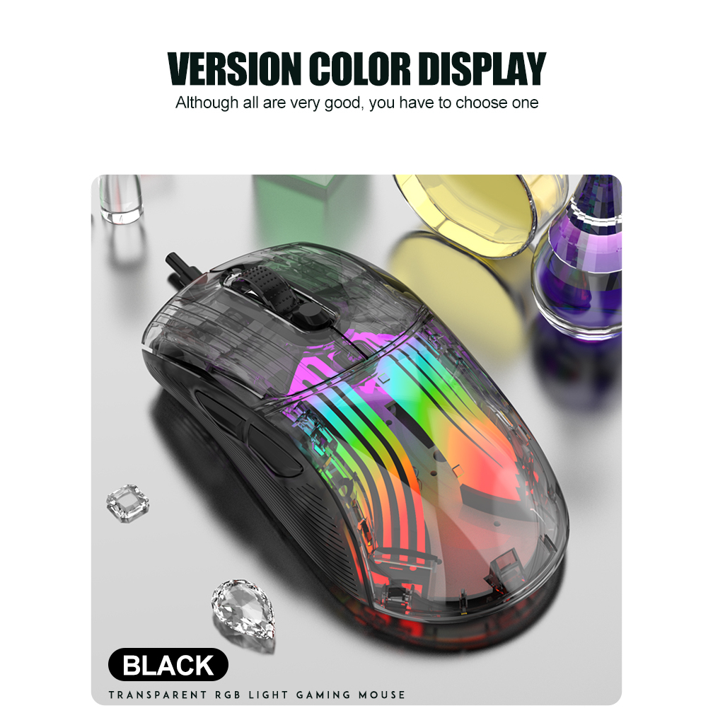 ME Transparent RGB gaming wired mouse 7200DPI XYH10 BLACK | Shopee ...