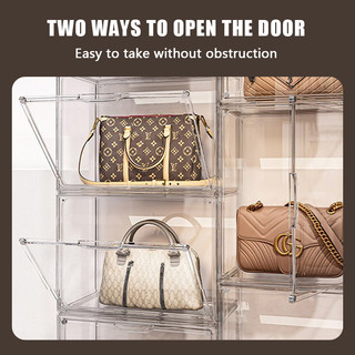 UUOO Stackable Acrylic Bag Organizer Case & Display Box Side Drop ...