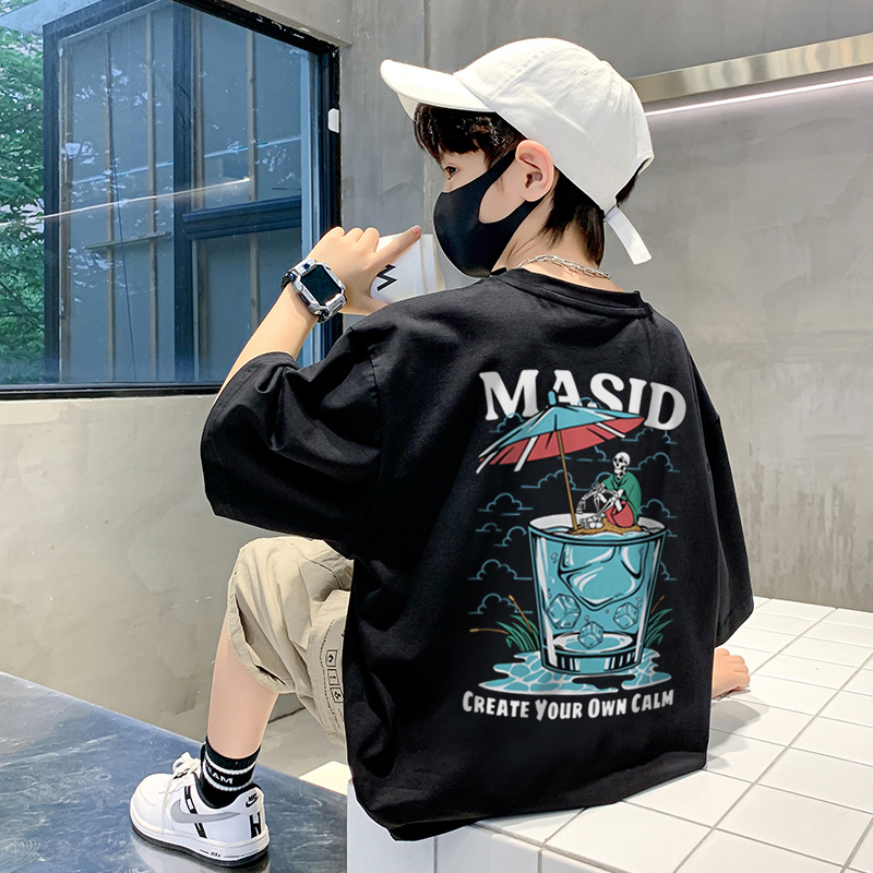MASID Children's Shirt round neck oversized T-shirt boys and girls ...