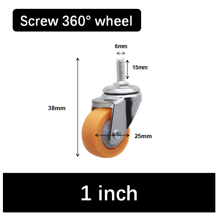 1/1.5/2 inch pusher wheel PU wheel rotating caster wheel threaded wheel ...