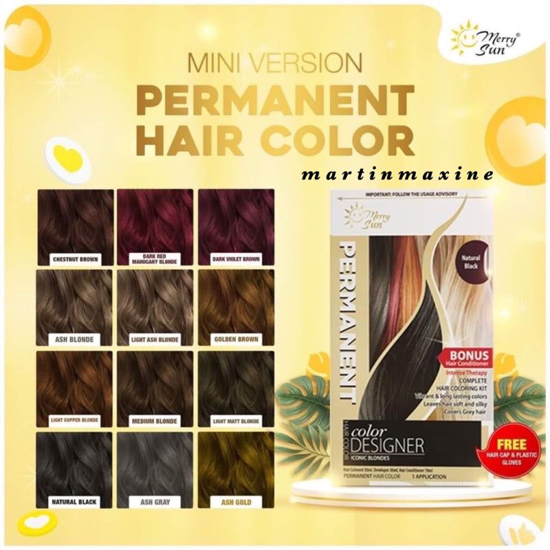 Merry sun mini Permanent Hair color 30ml ash grey/ Ash blonde/ light ...