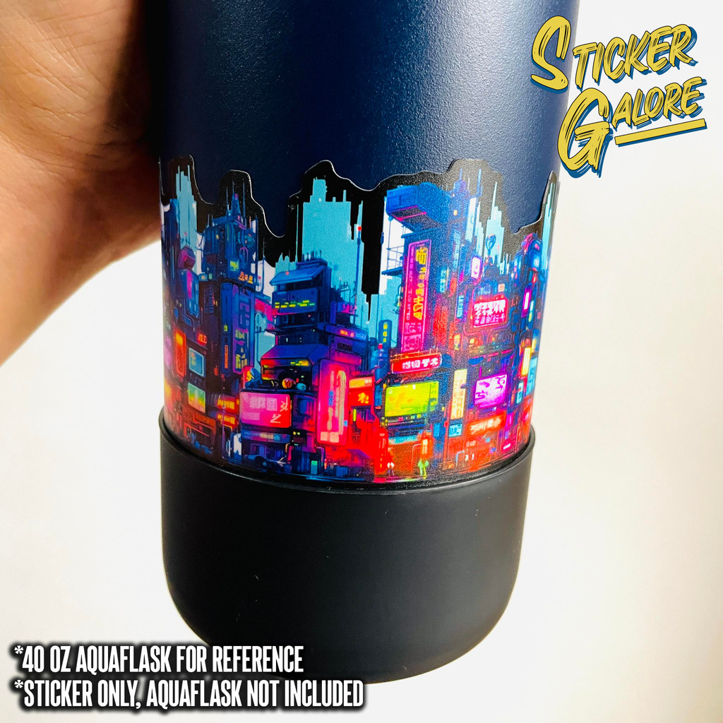 CYBERPUNK CITY 4 AQUAFLASK INFINITY STICKER (WATERPROOF AND SCRATCH ...