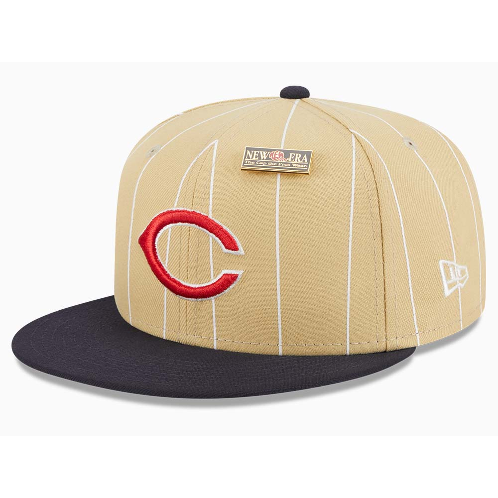 Cincinnati Reds MLB 59FIFTY DAY 2023 Navy Vintage Gold Stripe 59FIFTY ...