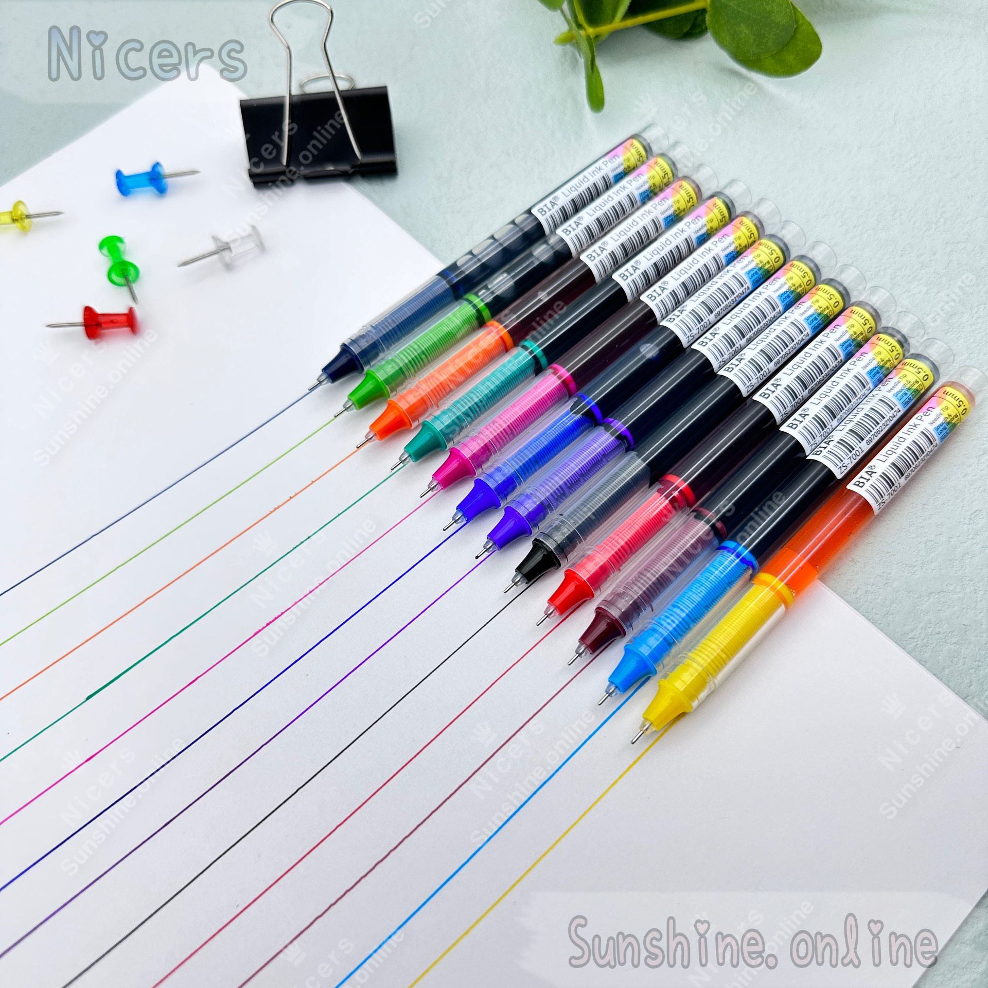 12colors BIA 0.5mm Liquid Ink Fade-Resistant large capacity Gel Pen ...