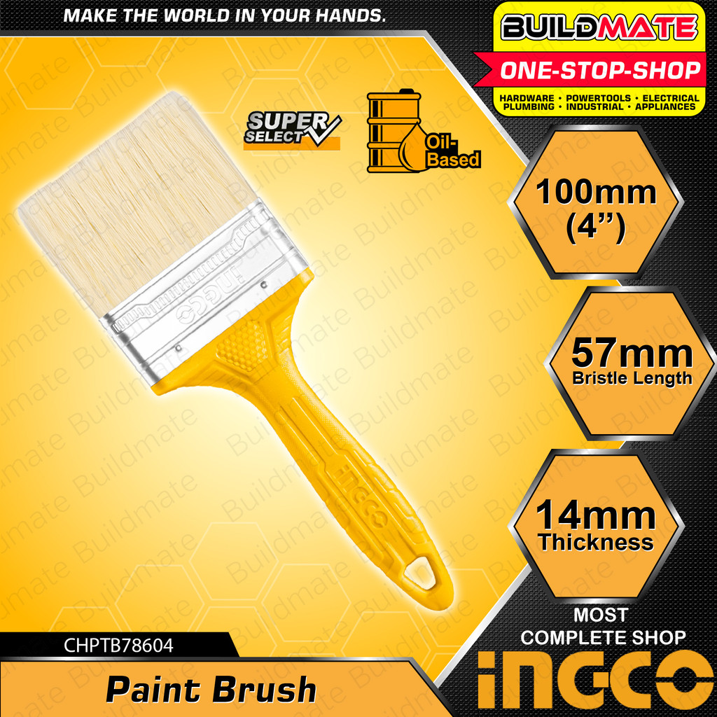 BUILDMATE Ingco Utility Paint Brush 4" Oil-Based Painting Brush Art ...