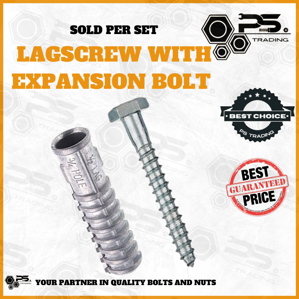 3/8 , 1/2 LAGSCREW WITH EXPANSION SHIELD | LAG SHIELD | LAGSCREW ...