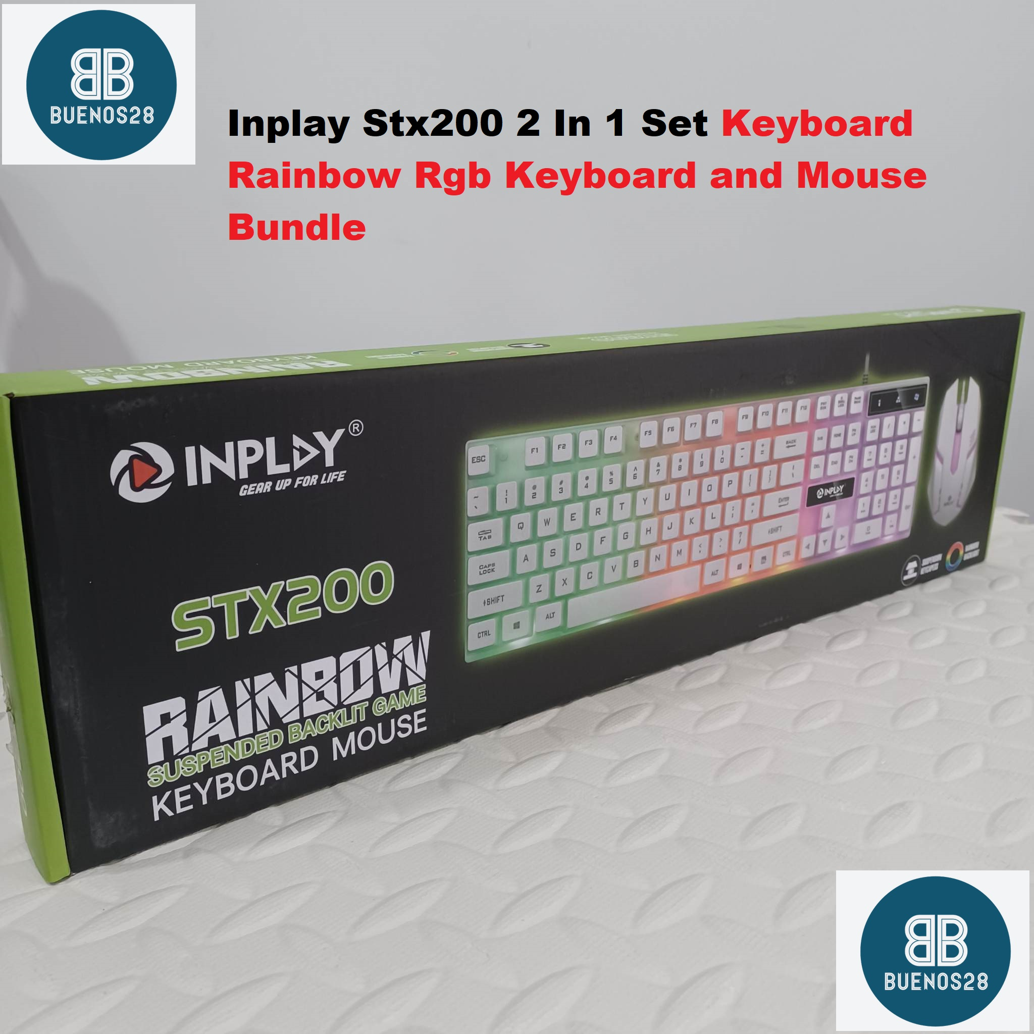 Inplay Stx200 2 In 1 Set Keyboard Rainbow Rgb Suspended Backlit Gaming ...