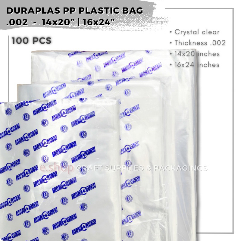 [100 PCS] PP Clear Plastic Bag DURAPLAS Blue .002 (Plastic Linaw ...