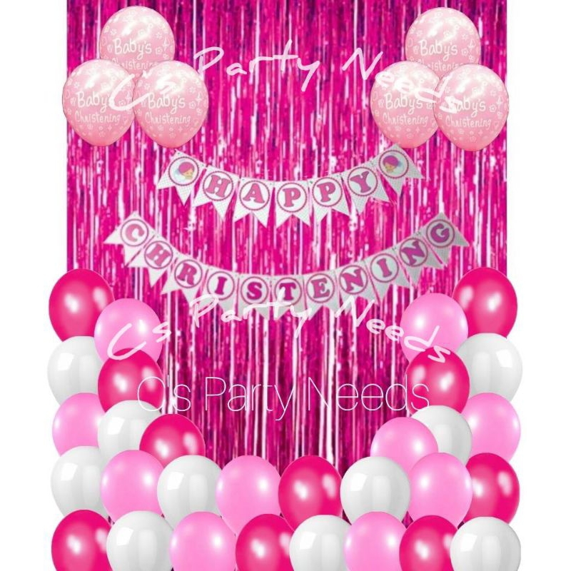 Happy Christening Package Set Pink Theme with Free balloon Chain ...