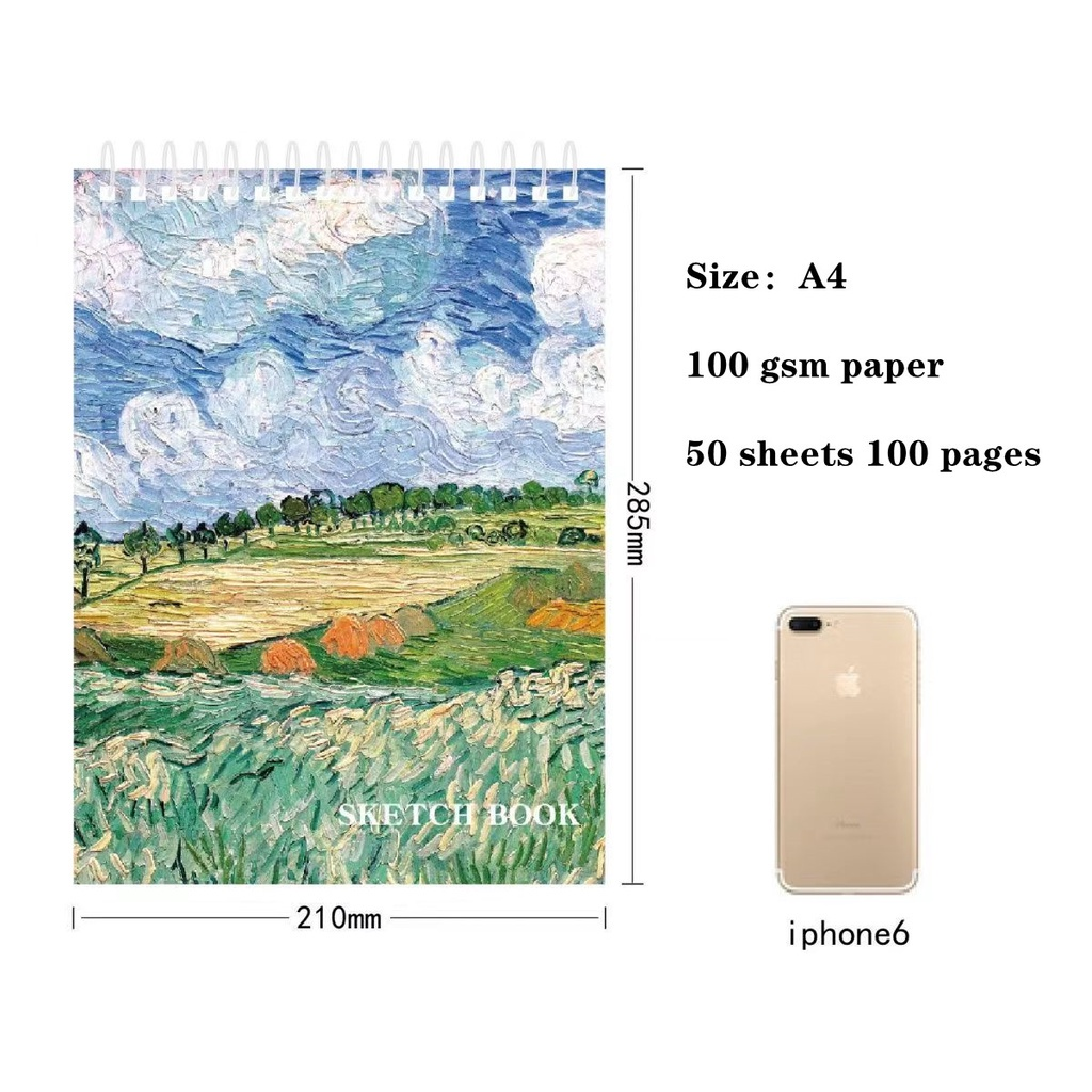 A4 Van Gogh upturning Sketchbook drawing book Painting sketchbook ...