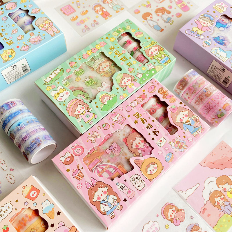 9+5/Set Cute Cartoon Sticker Tape Set Series DIY Decorative Sticker Diary Tape | Shopee Philippines