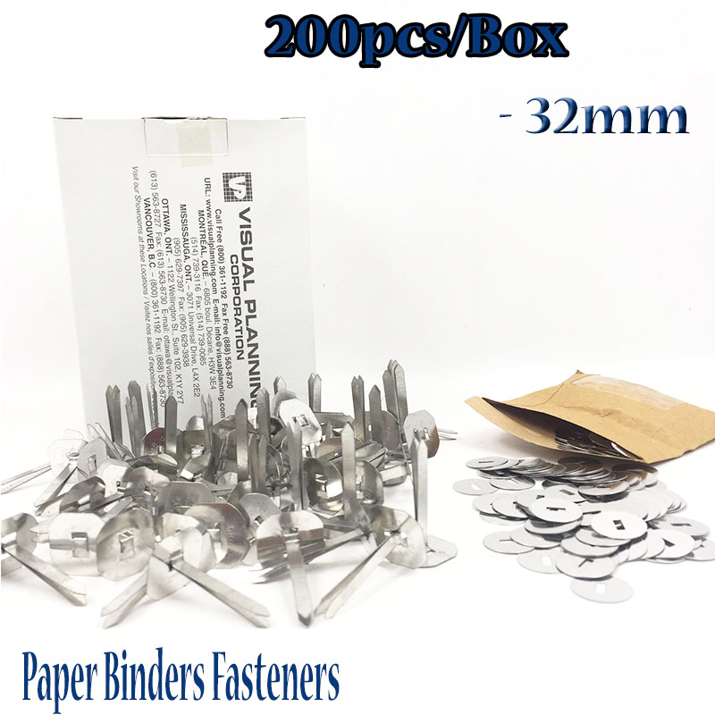 200PCS/BOX Paper Binder Fasteners With Washers Splitprong Paper ...