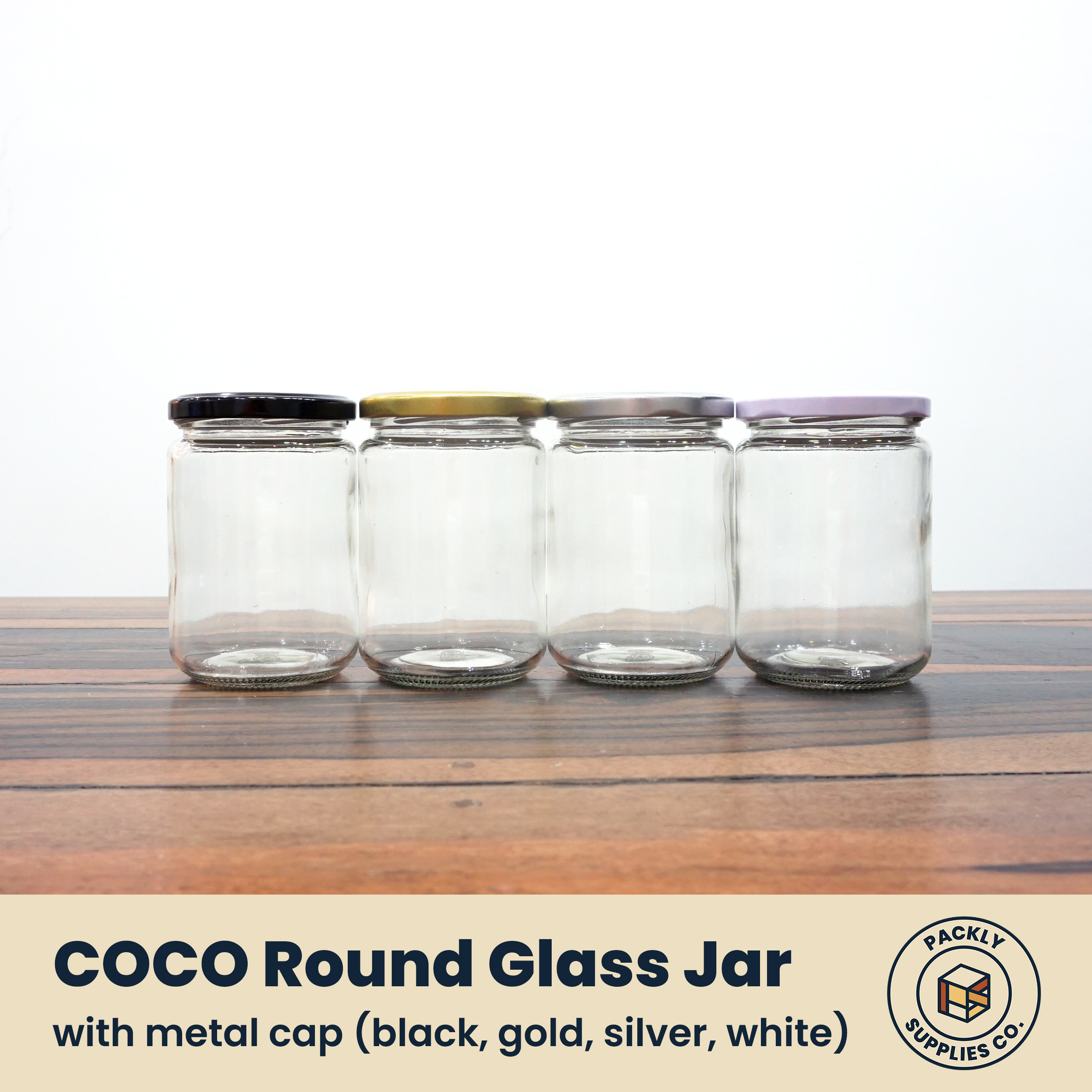 (1PC) COCO Round Glass Jar with Cap 25ml 50ml 100ml 150ml 200ml 240ml ...