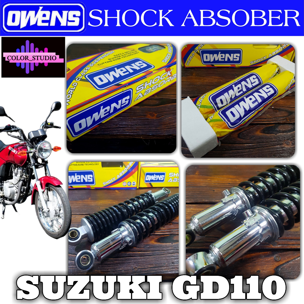Original OWENS Rear Shock Absorber Suzuki GD110 Dual SHock 325mm Pair ...
