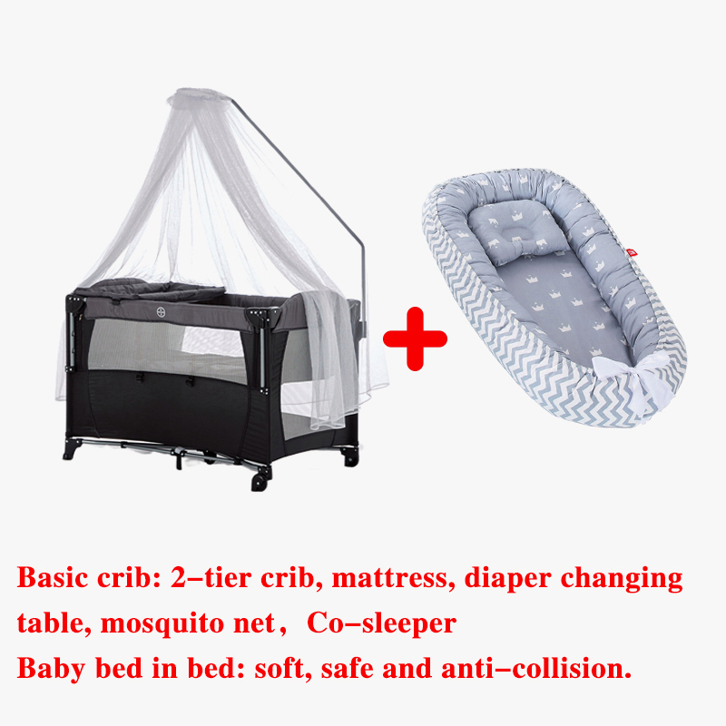 Foldable Baby Crib and Playpen 2 layer (with mosquito net storage bag ...