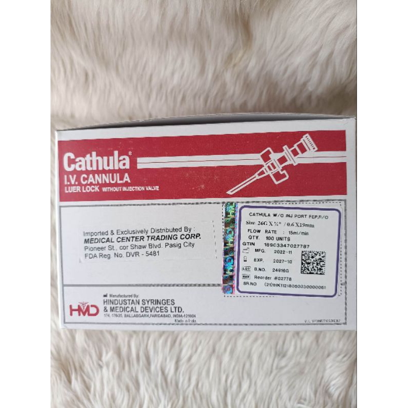 Cathula I.V Cannula With Teflon Catheter G26 | Shopee Philippines