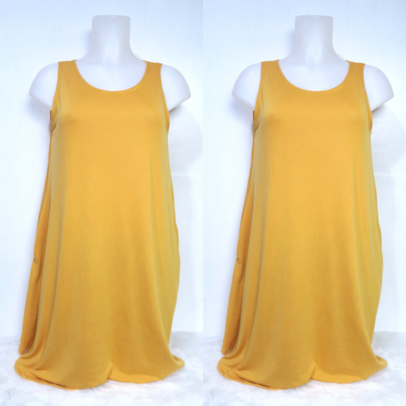 Plus Size Plain Regular Sleeveless Sando Dress With Pockets|Fits M to ...