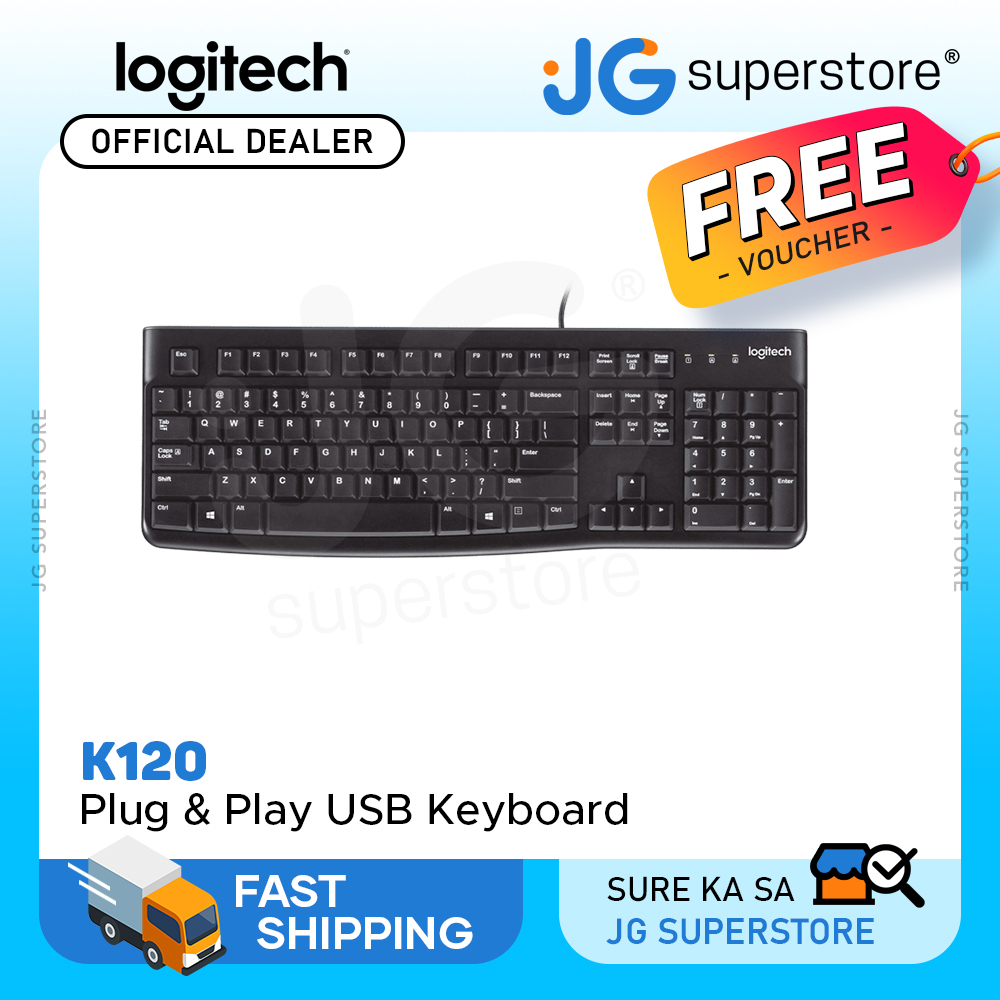 Logitech K120 Plug and Play USB Standard Wired Keyboard with Spill ...