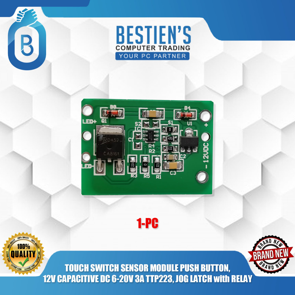 TOUCH SWITCH SENSOR MODULE PUSH BUTTON, 12V CAPACITIVE DC 6-20V 3A ...