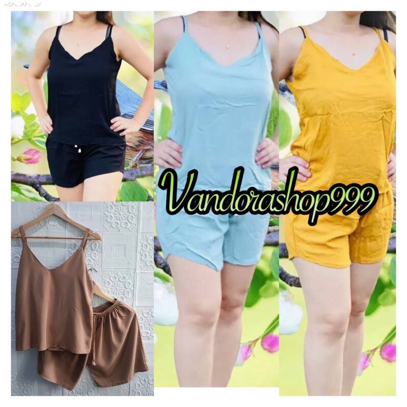 challis sleeveless terno coordinates set with shorts plain colored ...